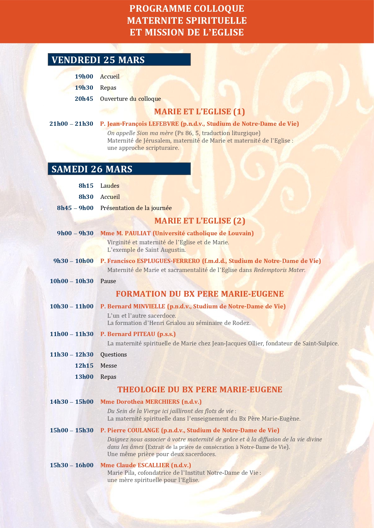 COLLOQUE | Actualités | Studium de Notre Dame de Vie